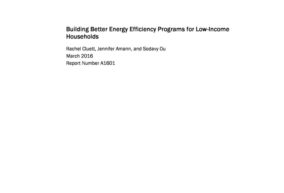 Building Better Energy Efficiency Programs for Low-Income Households ...