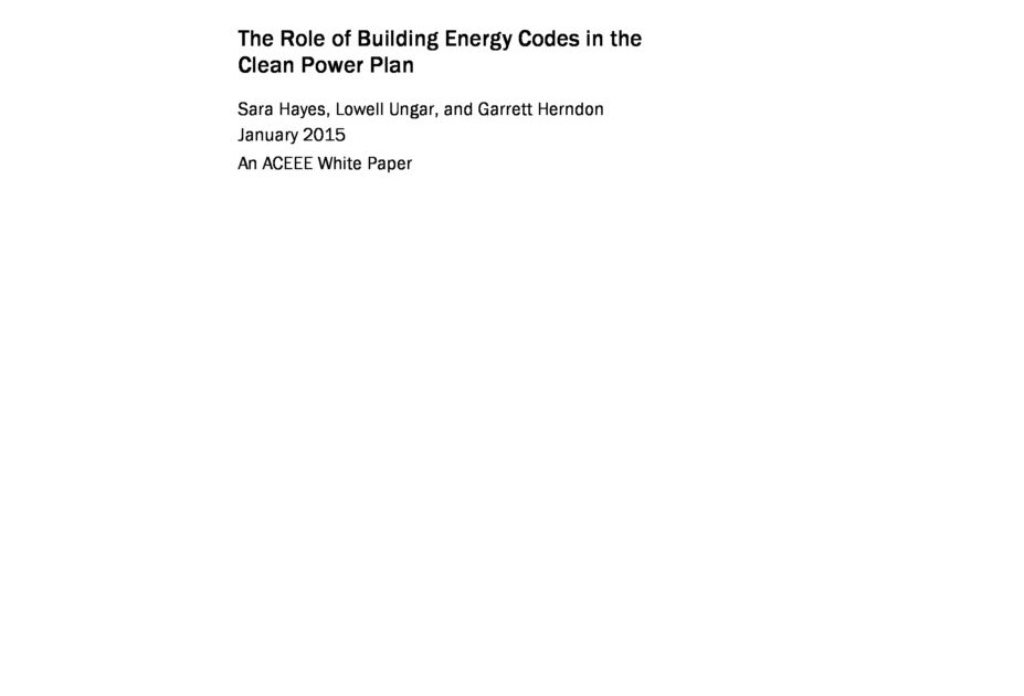 The Role of Building Energy Codes in the Clean Power Plan - Copenhagen ...