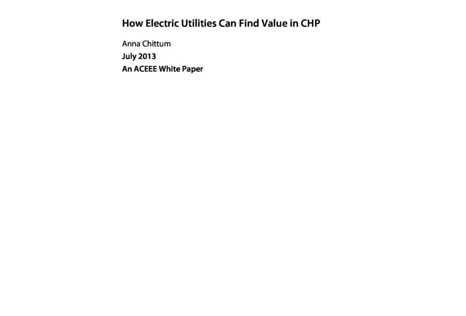 How Electric Utilities Can Find Value in CHP - Copenhagen Centre on ...