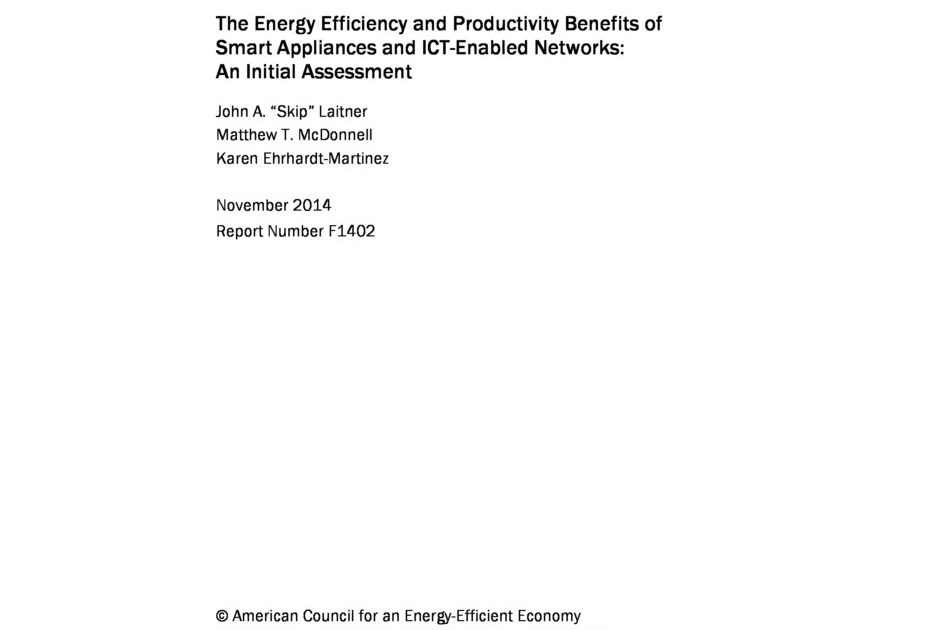 The Energy Efficiency and Productivity Benefits of Smart Appliances and ...