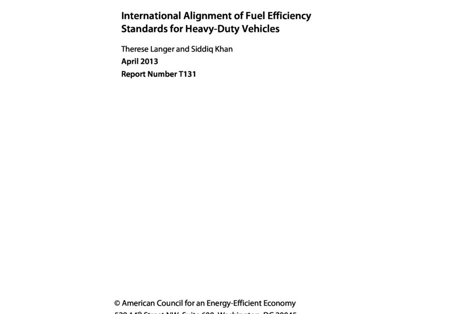 International Alignment of Fuel Efficiency Standards for Heavy-Duty ...