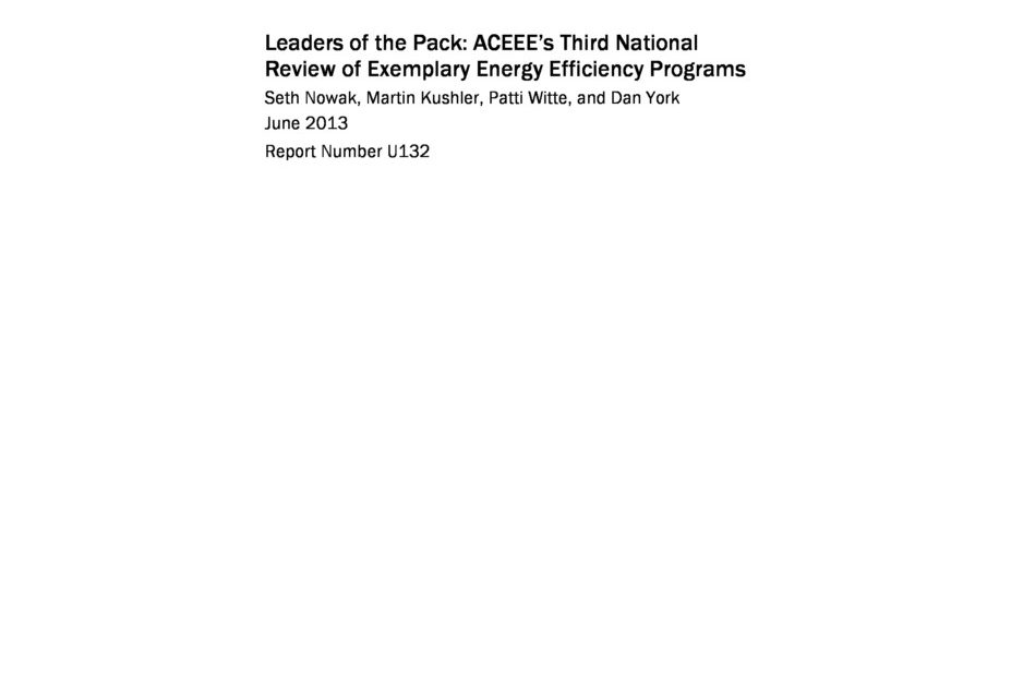 Leaders of the Pack: ACEEE’s Third National Review of Exemplary Energy Efficiency Programs ...