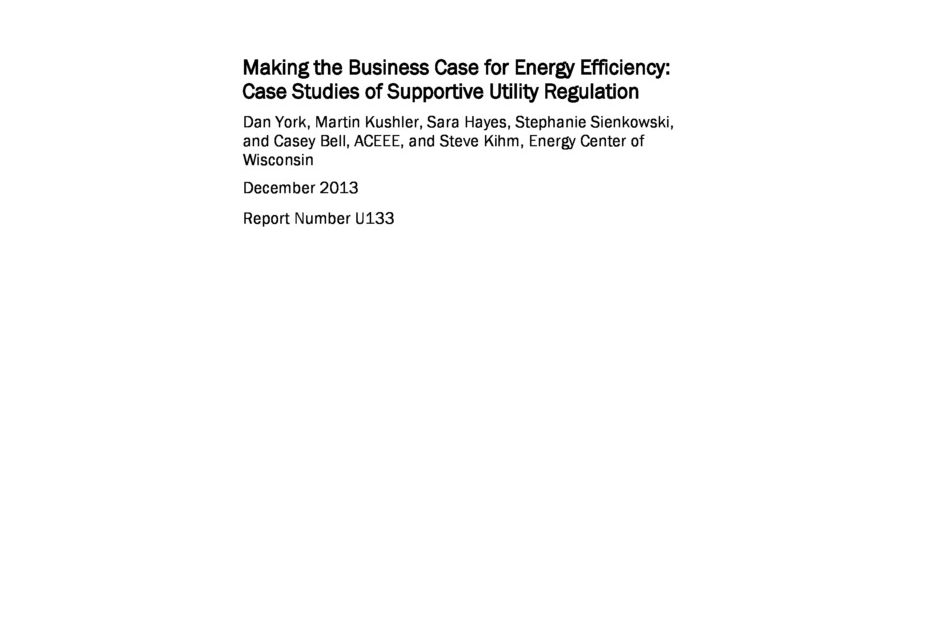 Making the Business Case for Energy Efficiency: Case Studies of ...
