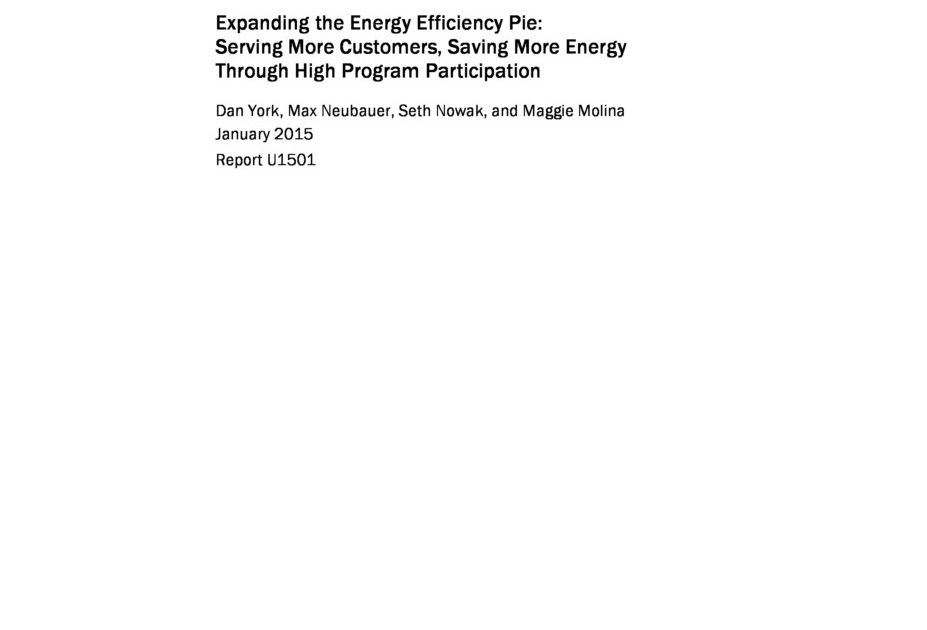 Expanding the Energy Efficiency Pie: Serving More Customers, Saving More Energy Through High ...