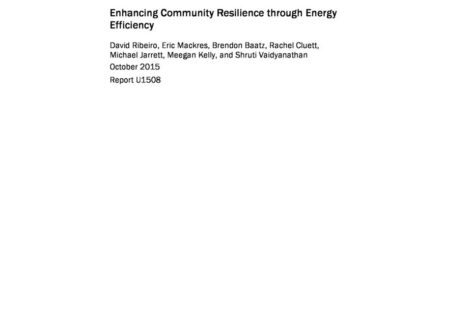 Enhancing Community Resilience through Energy Efficiency - Copenhagen ...