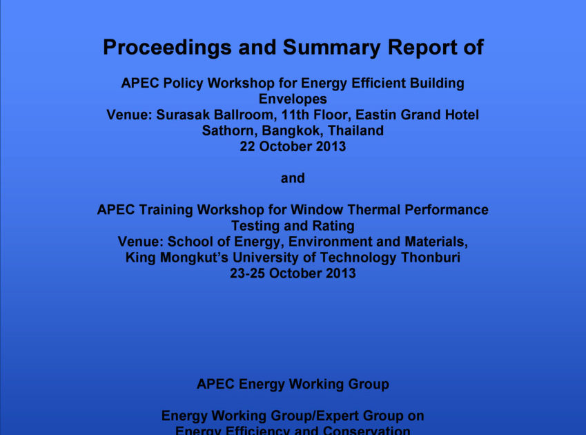 Proceedings and Summary Report of two events: APEC Policy Workshop for ...
