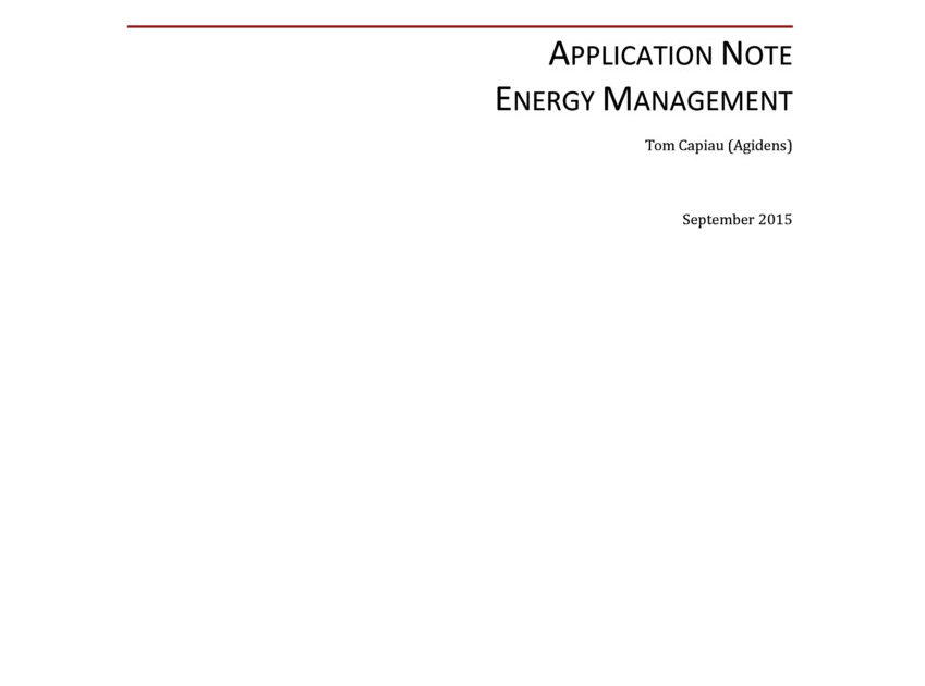 Application Note: Energy Management - Copenhagen Centre on Energy Efficiency