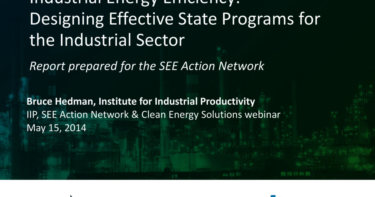 Industrial Energy Efficiency: Designing Effective State Programs for ...