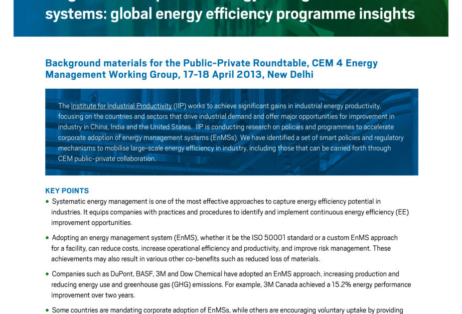 Large-scale adoption of energy management systems: global energy ...