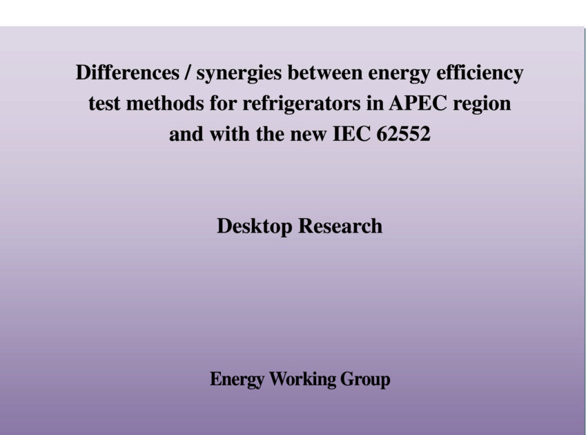 Differences / Synergies between Energy Efficiency Test Methods for ...