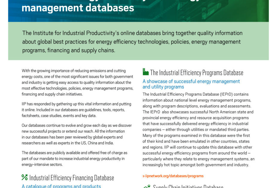 IIP Databases Brochure - Copenhagen Centre on Energy Efficiency