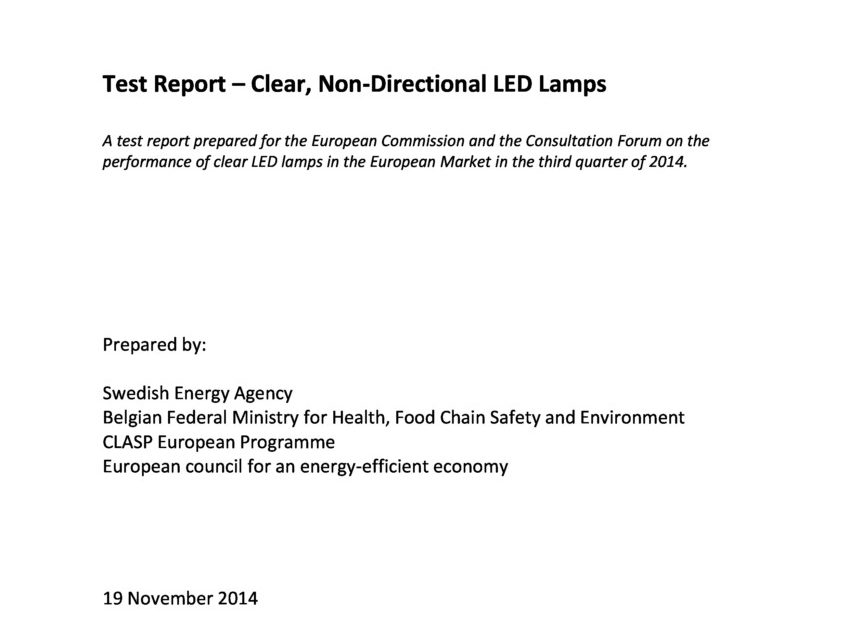 Test Report – Clear, Non-Directional LED Lamps - Copenhagen Centre on ...