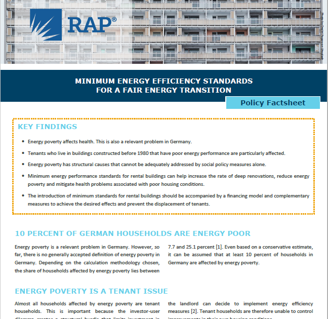 Minimum energy efficiency standards for a fair energy transition ...